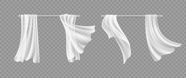 White window veil curtains realistic tulle drapes Vector Image