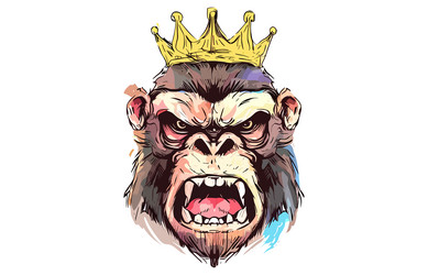 Wild angry ape crowned Royalty Free Vector Image