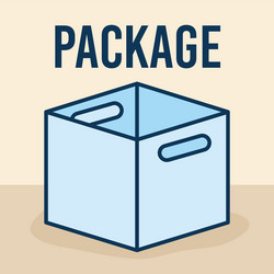 Open blue packing box with one arrow Royalty Free Vector