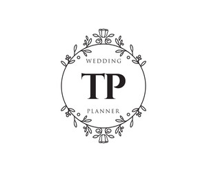 Tp initials letter wedding monogram logos Vector Image