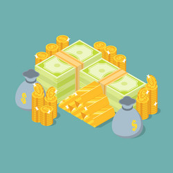 Money stack banknotes and coins concept Royalty Free Vector