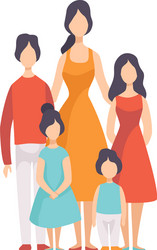 Happy mother walking with her son and daughter Vector Image