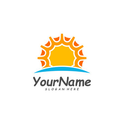 Sun solar energy logo design template tech Vector Image