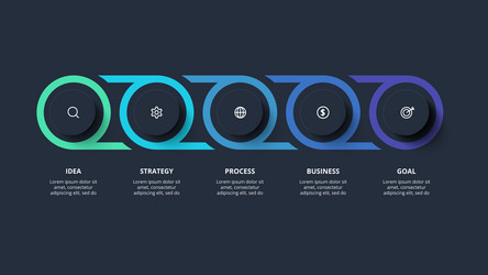 Creative dark infographic with 5 elements Vector Image