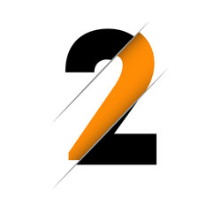 2 number logo design with a creative cut Vector Image