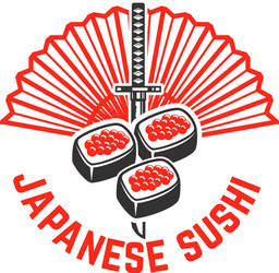 Sushi shop emblem template design element Vector Image