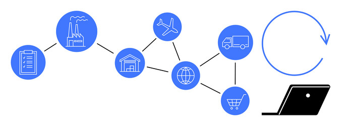 Supply chain management concept with process flow Vector Image