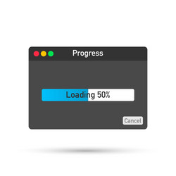 Loading data window with progress bar on white Vector Image