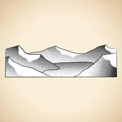 Scratchboard engraving of mountain lake Royalty Free Vector
