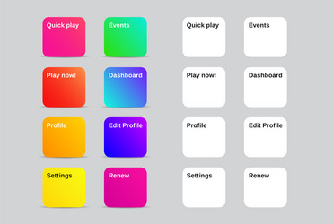 Set 21 colorful gradient buttons on dark Vector Image