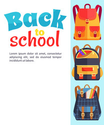 Colored school backpack back Royalty Free Vector Image