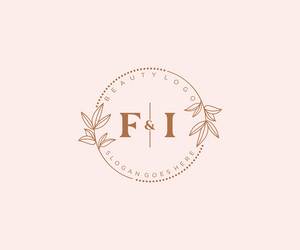 Initial fi letters beautiful floral feminine Vector Image