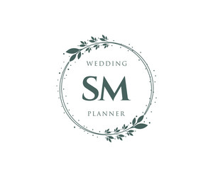 Sm initials letter wedding monogram logos Vector Image