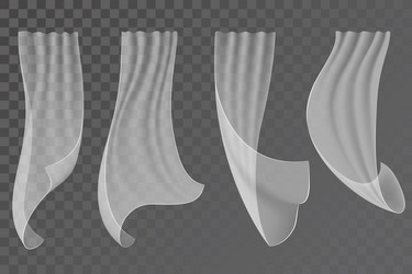 White curtains transparent waving window Vector Image