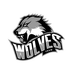Angry wolf logo sports mascot design Royalty Free Vector