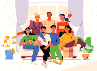 Cartoon of a group friends Royalty Free Vector Image