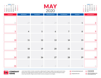 May 2022 year- calendar planner Royalty Free Vector Image