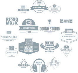 Recording studio symbols icons set simple style Vector Image