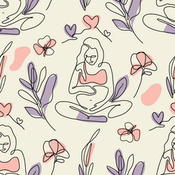 Pregnant woman seamless one line pattern Vector Image