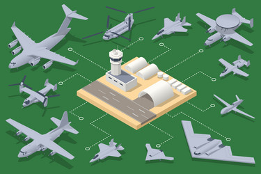 Isometric military fighter jet aircrafts large Vector Image