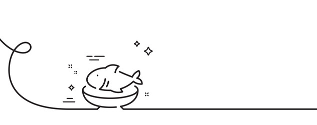 Seafood line icon fish dish sign continuous Vector Image