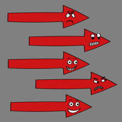Set with arrows arrows with facial expressions Vector Image
