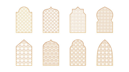 Eight mosque windows isolated on white background Vector Image