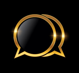Golden chat people logo icon Royalty Free Vector Image