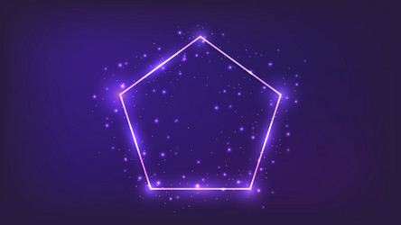Neon frame in pentagon form with shining effects Vector Image