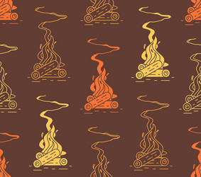 Seamless pattern with burning bonfire Royalty Free Vector