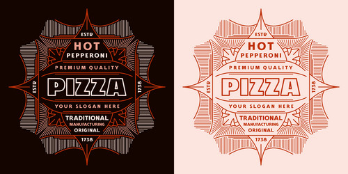 Template decorative label for the pizza box Vector Image