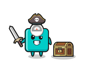 Weight scale character is checking Royalty Free Vector Image