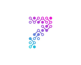 7 circuit digital number logo icon design Vector Image