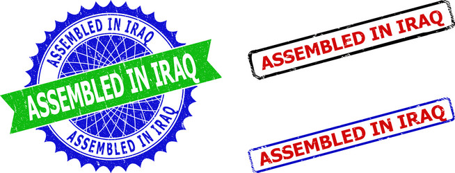 Iraq Rosette And Rectangle Bicolor Seals Vector Image