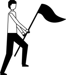 Man holding flag on white background Royalty Free Vector