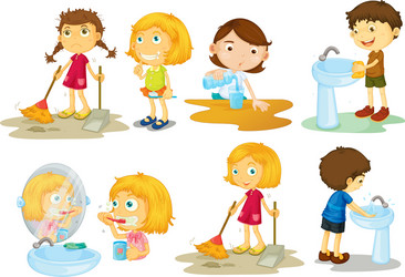 Active kids in different action poses Royalty Free Vector