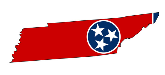 Tennessee us state detailed flag map Royalty Free Vector