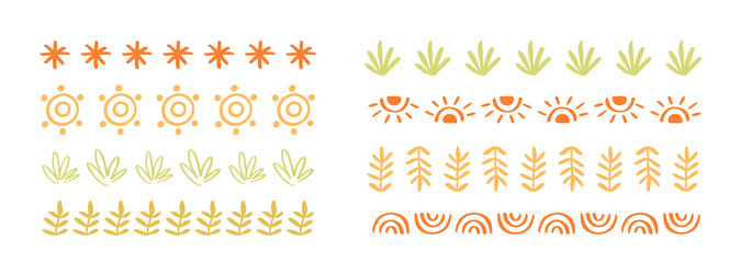 Boho doodle borders set tribal strokes Royalty Free Vector