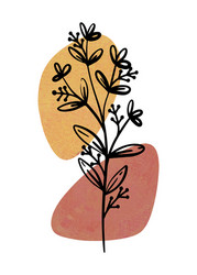 Abstract botanical wall art leaves boho Royalty Free Vector