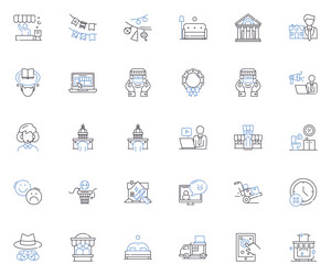 Moving image line icons collection cinematography Vector Image