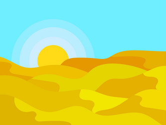 Desert landscape with dunes and sun Royalty Free Vector