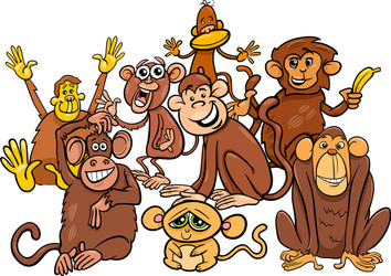 Monkey cartoon set Royalty Free Vector Image - VectorStock