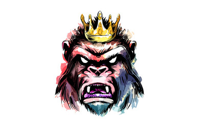 Wild angry ape crowned Royalty Free Vector Image