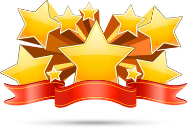 Label design with golden star and red ribbon Vector Image