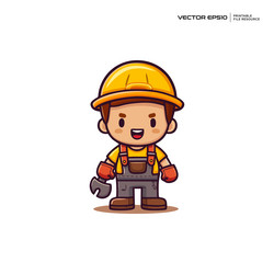 Cute construction worker character mascot logo Vector Image