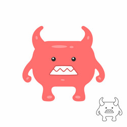 Cute happy monster friends with banner frame Vector Image