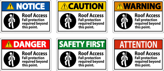 Warning sign roof access - fall protection Vector Image