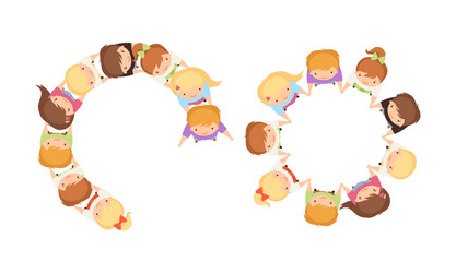 Little children round dancing holding hands Vector Image