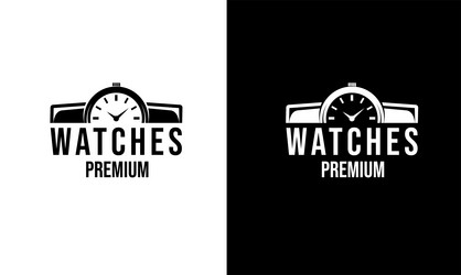 Simple classic watch logo Royalty Free Vector Image