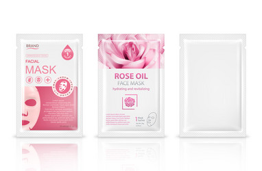Facial sheet mask packaging sachet mockup set Vector Image